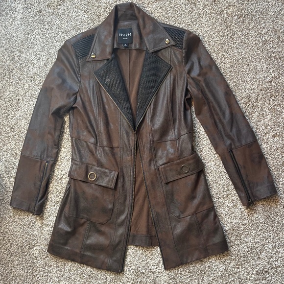 Insight | Jackets & Coats | Insight Faux Leather Jacket Brown Black ...